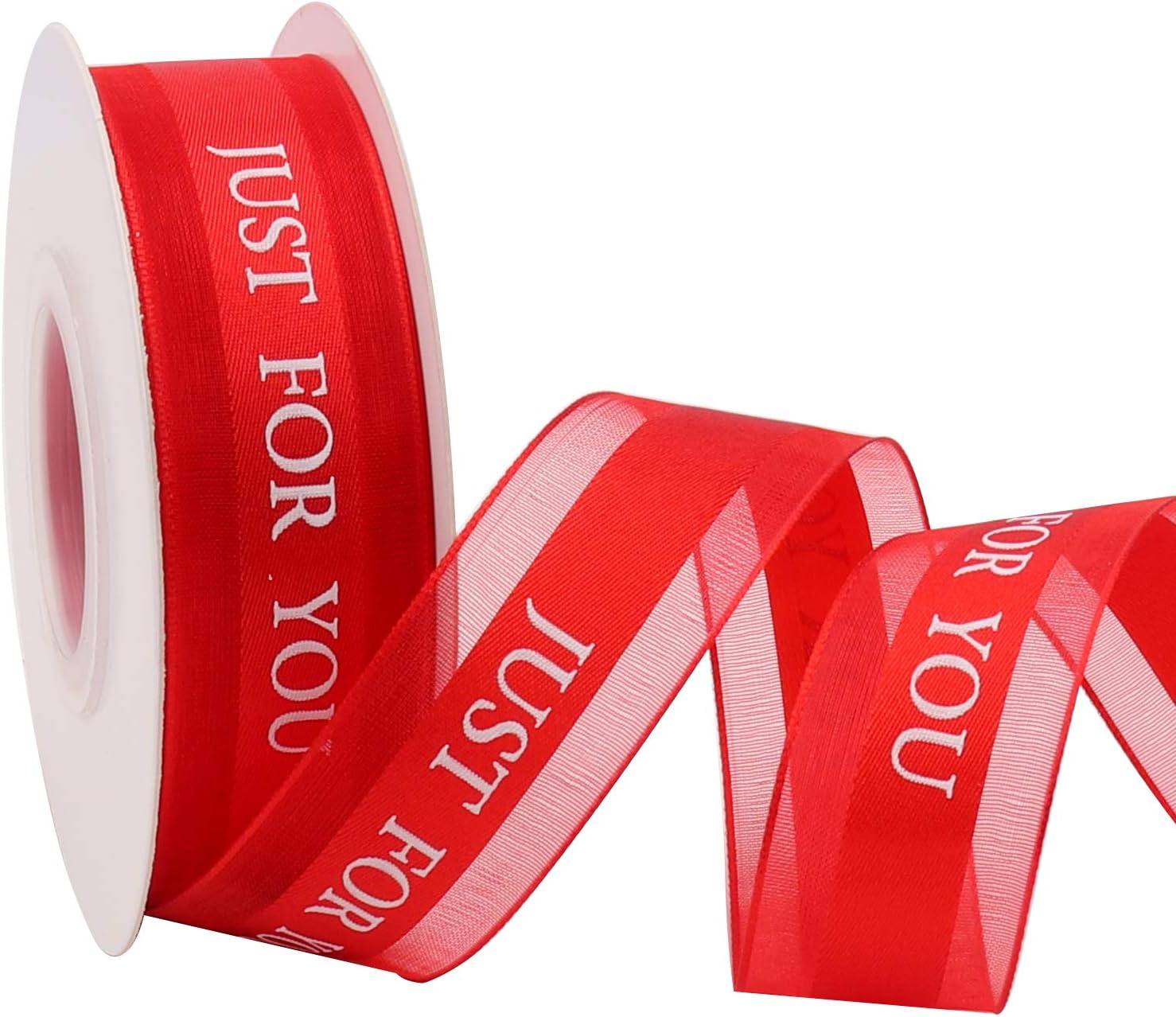 Amazon.com: 1 Inch Red Chiffon Ribbon, Just for You Ribbon for Holiday ...