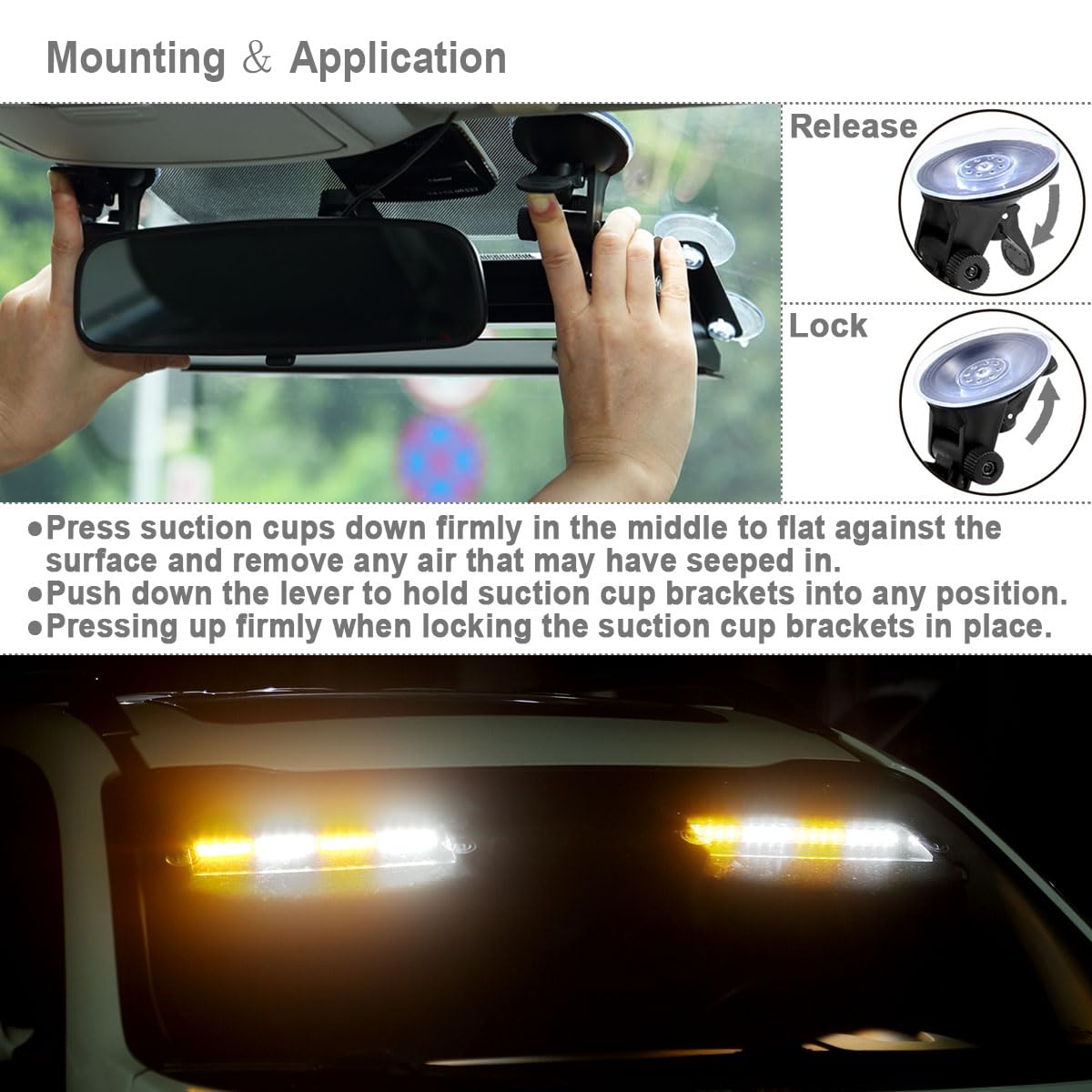 Snapklik.com : WOWTOU 2 In 1 LED Amber White Emergency Strobe Light Bar ...