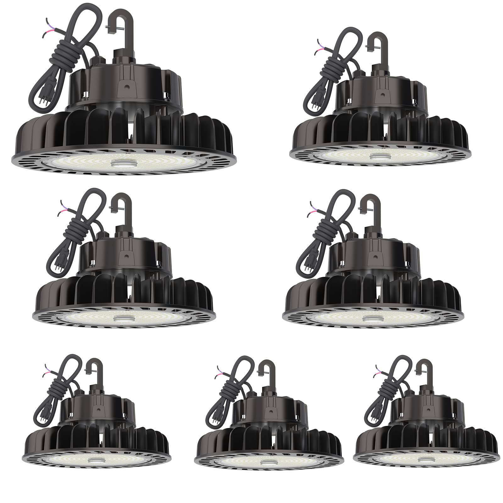 HYPERLITE 7 Packs Led High Bay Light 150W 21,000lm 5000K 1-10V Dimmable ...