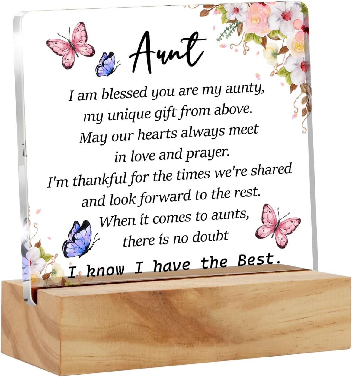 Amazon.com: Thoughtful Aunt Gifts: Floral Acrylic Desk Plaque Sign With ...