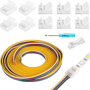 Amazon.com: 6 Pin LED Strip Connectors Solderless 10 Pack with 16.4ft ...