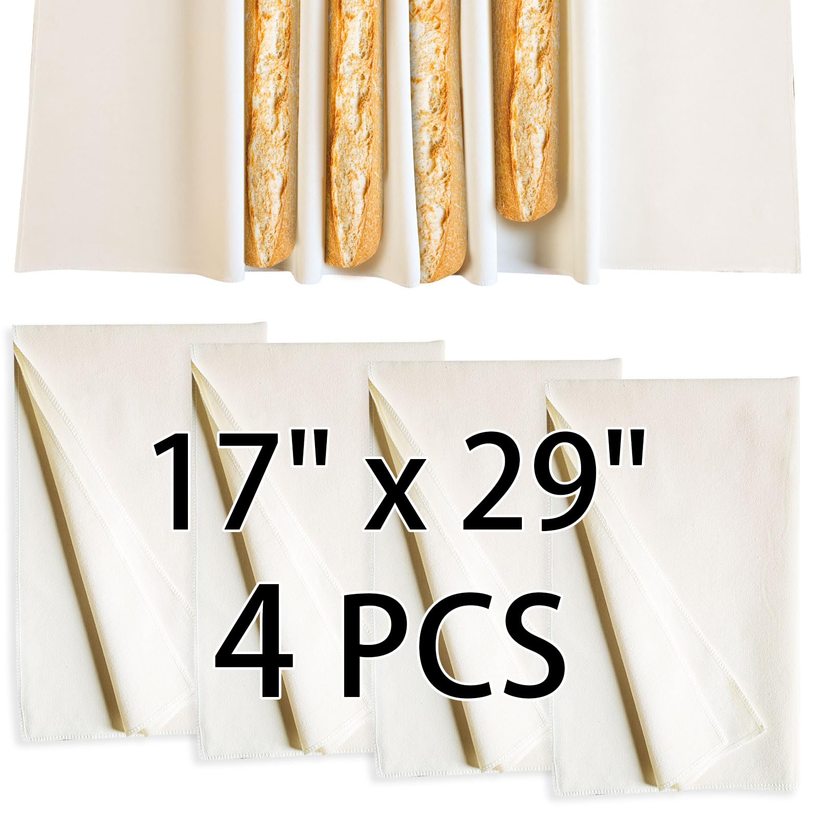 Amazon.com: ARKBAODAN 4PCS Bakers couche for Dough 17" x 29" Linen ...