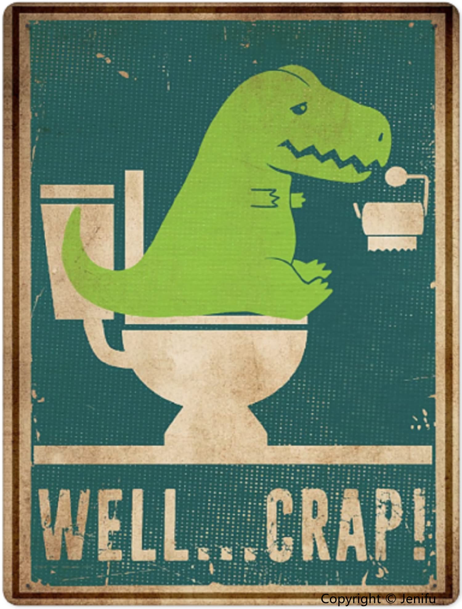 Amazon.com : Well Crap Funny Bathroom Dragon Dinosaurs Toilet Wall ...