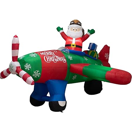 Amazon.com: 6 Foot Long Animated Christmas Inflatable Santa Claus and ...