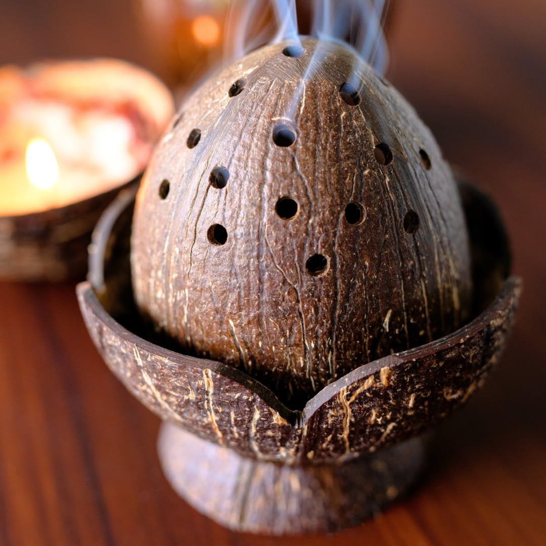 Thenga Coconut Shell Dhoop Batti Stand | Wooden Incense Holder for ...