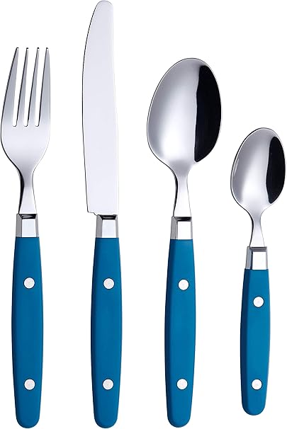 Amazon.com | ANNOVA Silverware Set, Retro/Rivet Colorful Stainless ...