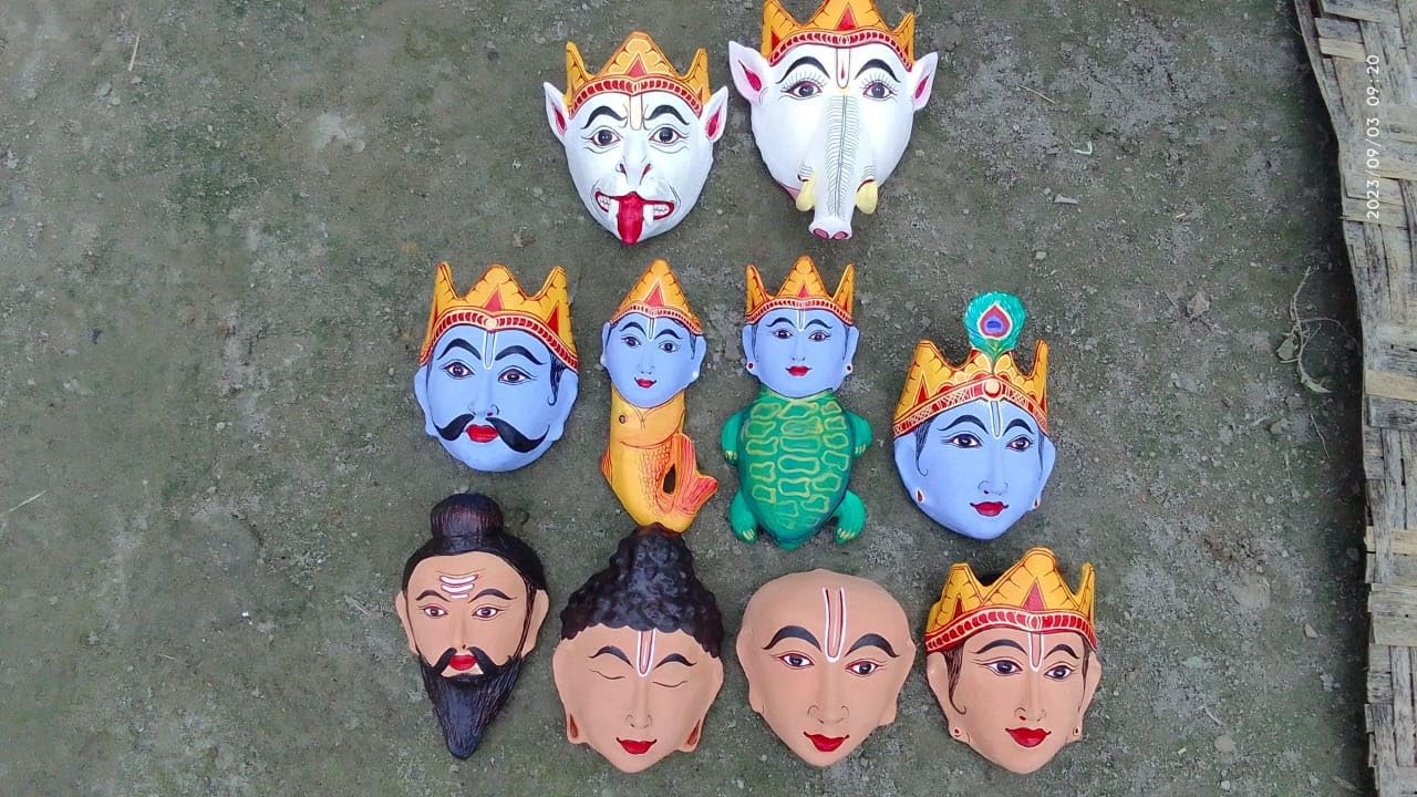 Majuli Masks of Assam| Mukha crafted using bamboo, clay, dung, cloth ...