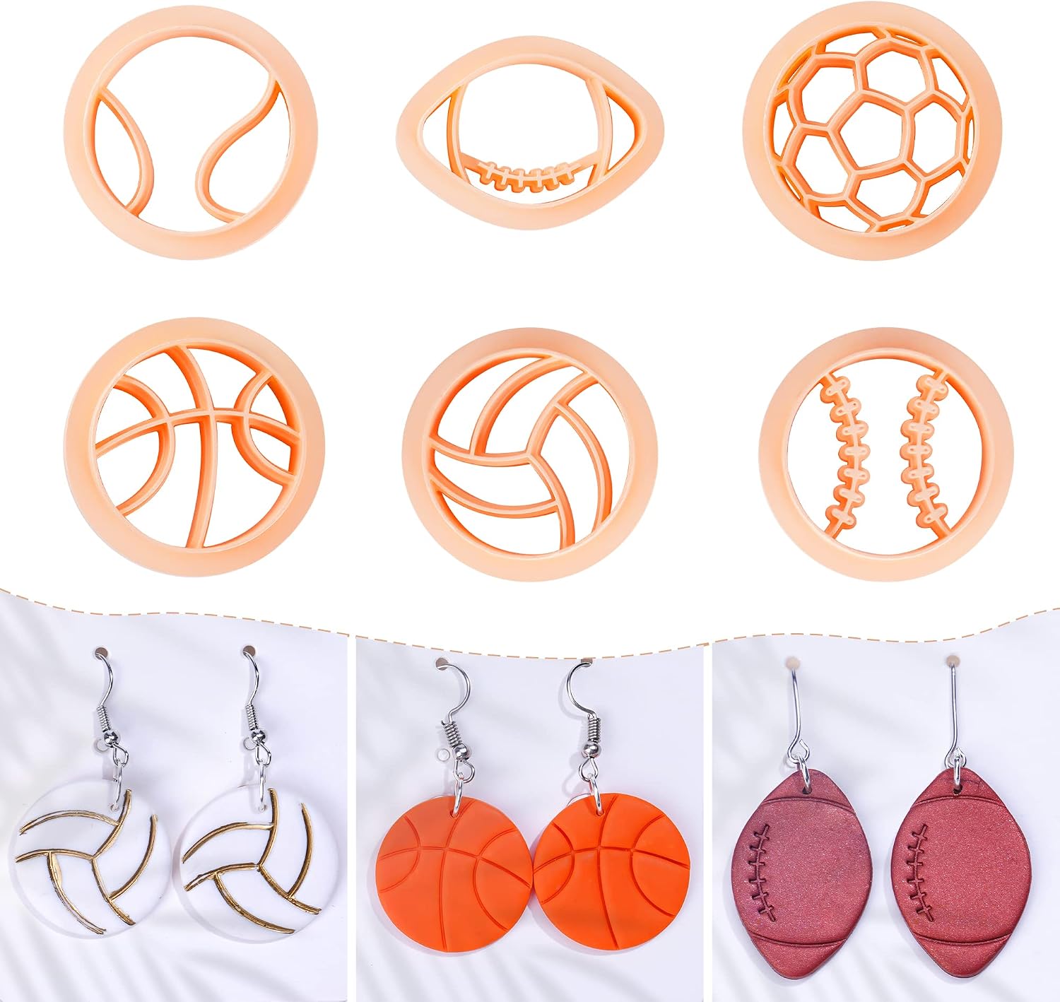 Amazon.com: Puocaon Sports Polymer Clay Cutters - 6 Shape Sports Balls ...