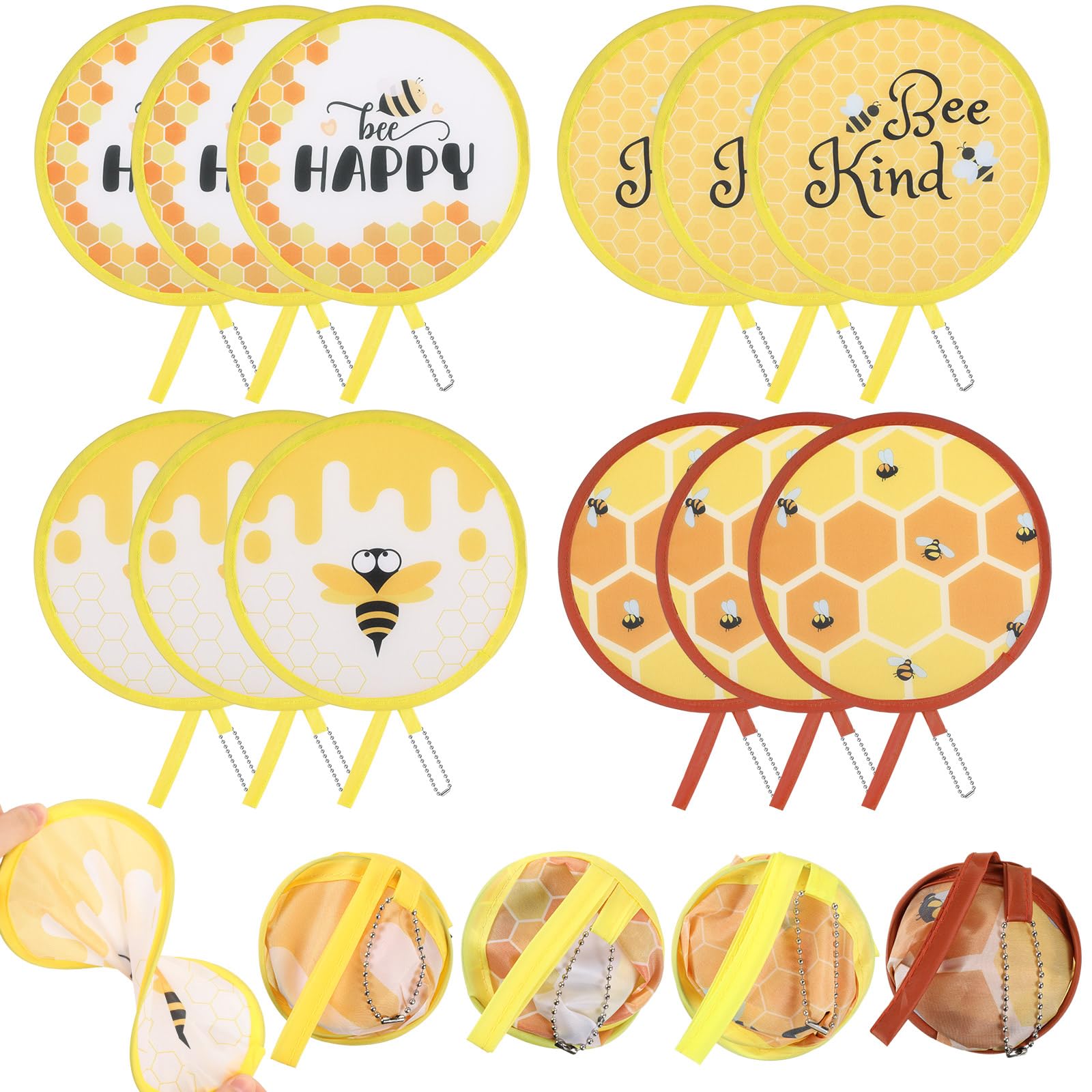 Amazon.com: Marsui 12 Pcs Round Foldable Hand Fan Summer Flower ...