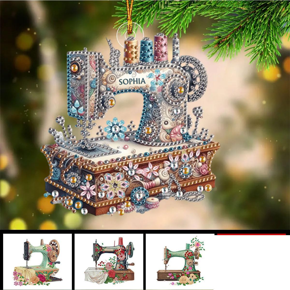 Amazon.com: Personalized Sewing Machine Christmas Ornaments, Sewing ...