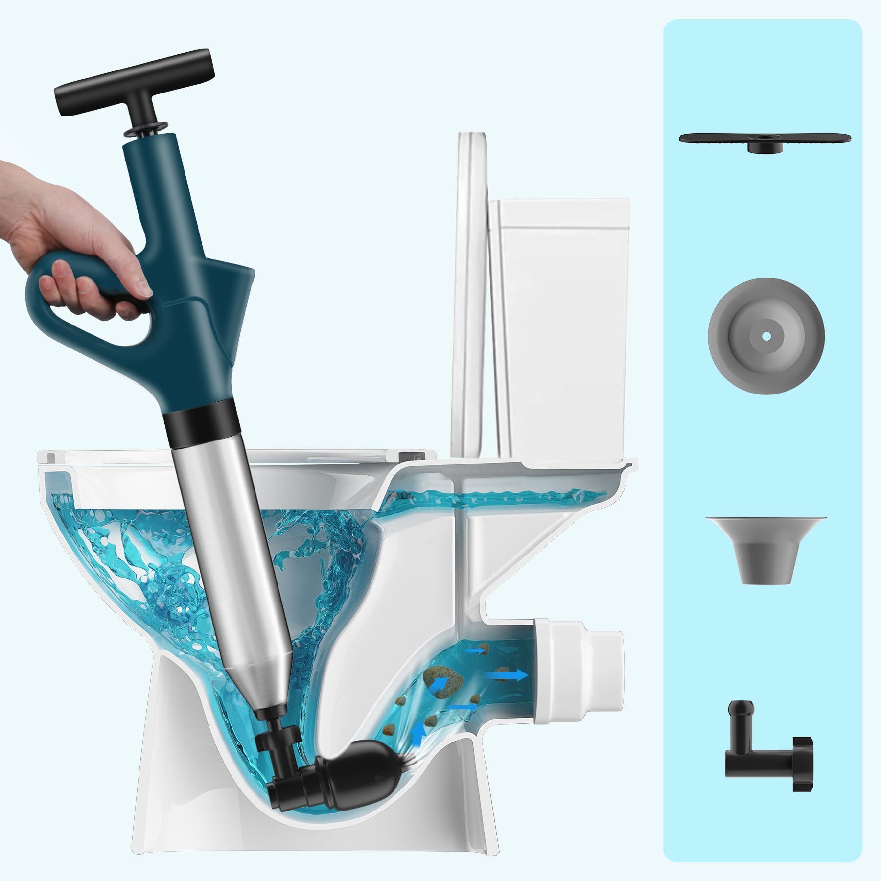 PLUNGE FORCE X™ Toilet Plunger,High Pressure Air Drainage Injector ...