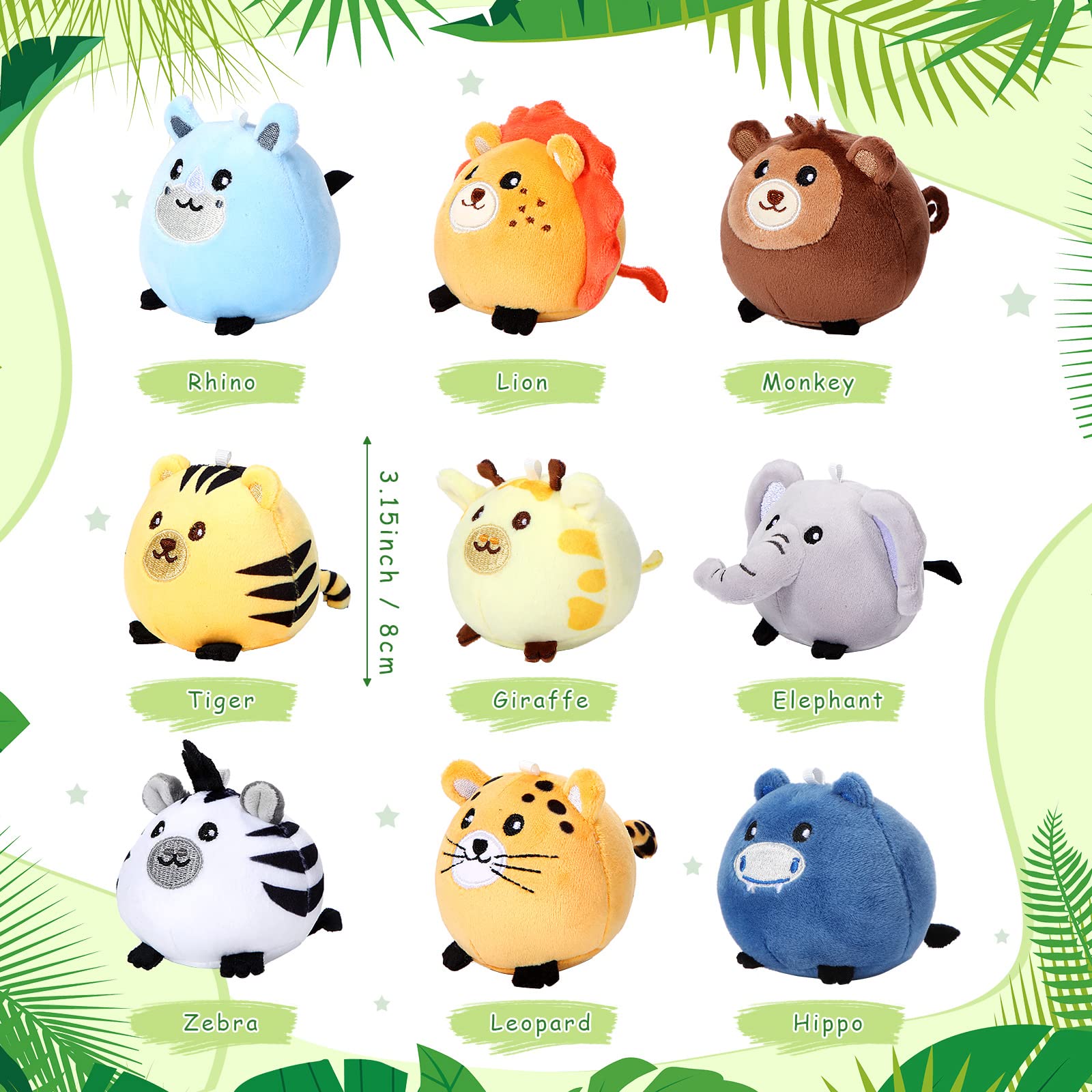Snapklik.com : Skylety 9 Pcs Mini Plush Animals Toys Bulk 3.15 Inch ...