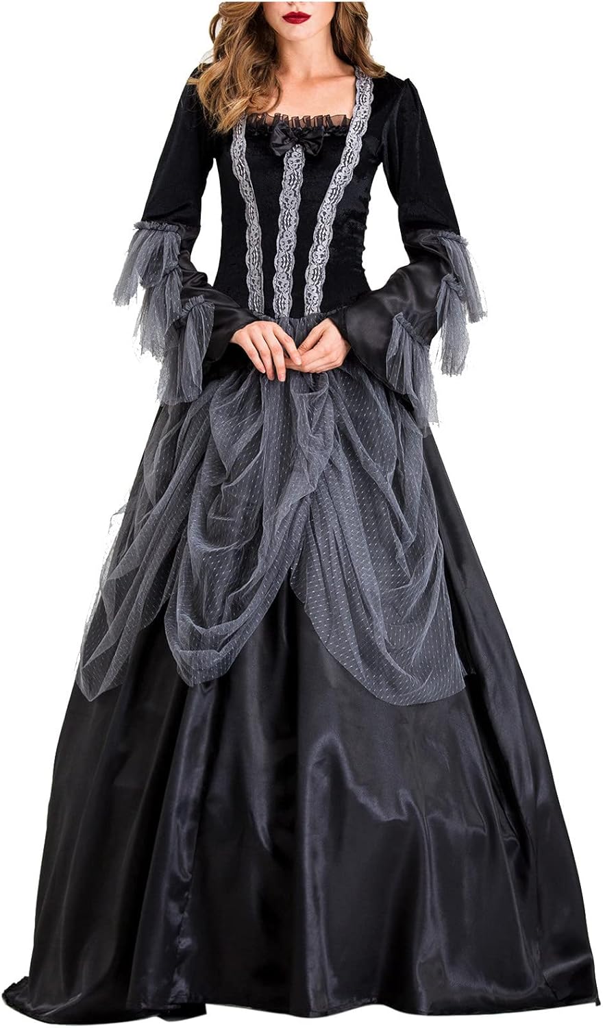 Womens Medieval Queen Vitorian Dress, Ladies Gothic Lace Ball Gown ...