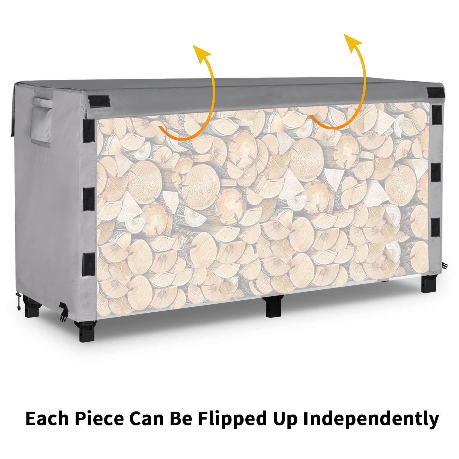 Snapklik.com : OutdoorLines Waterproof Firewood Rack Cover 8FT, Grey ...