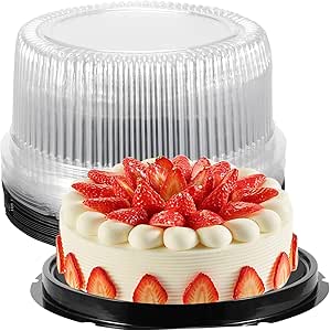 Amazon.com: SINJEUN 15 Pack 10 Inches Plastic Disposable Cake Container ...