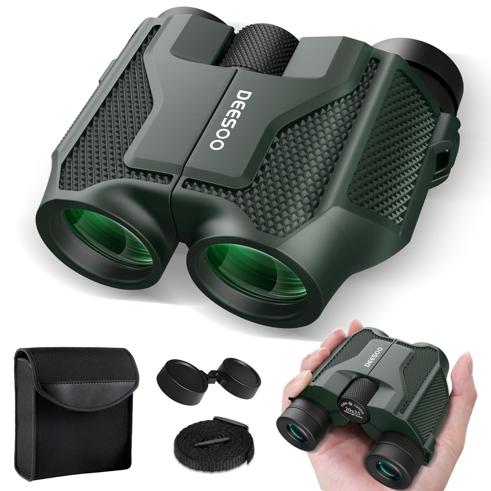 Amazon.com : Compact Binoculars for Adults and Kids - Deesoo 20x25 Mini ...