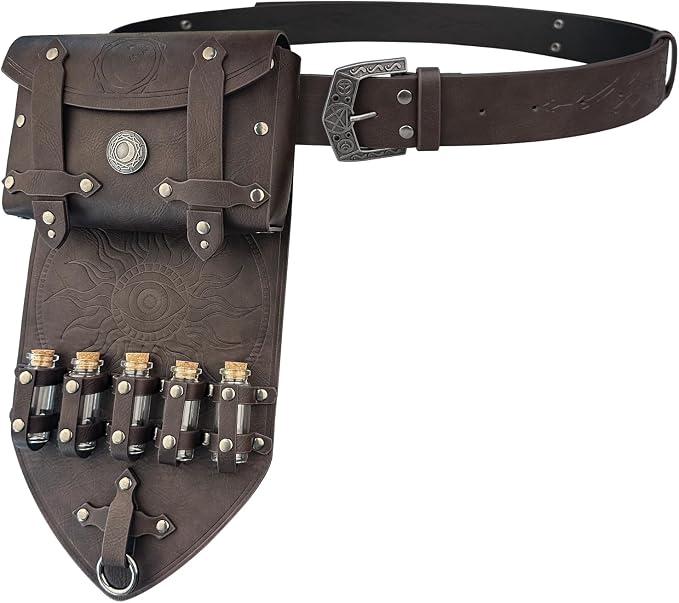 Amazon.com | HiiFeuer 3PCs Medieval Alchemy Faux Leather Belt Bag Set ...