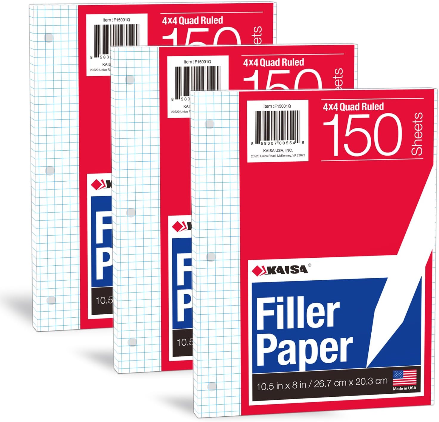 Amazon.com : Oxford Filler Paper, 8-1/2" x 11", 4 x 4 Graph Rule, 3 ...
