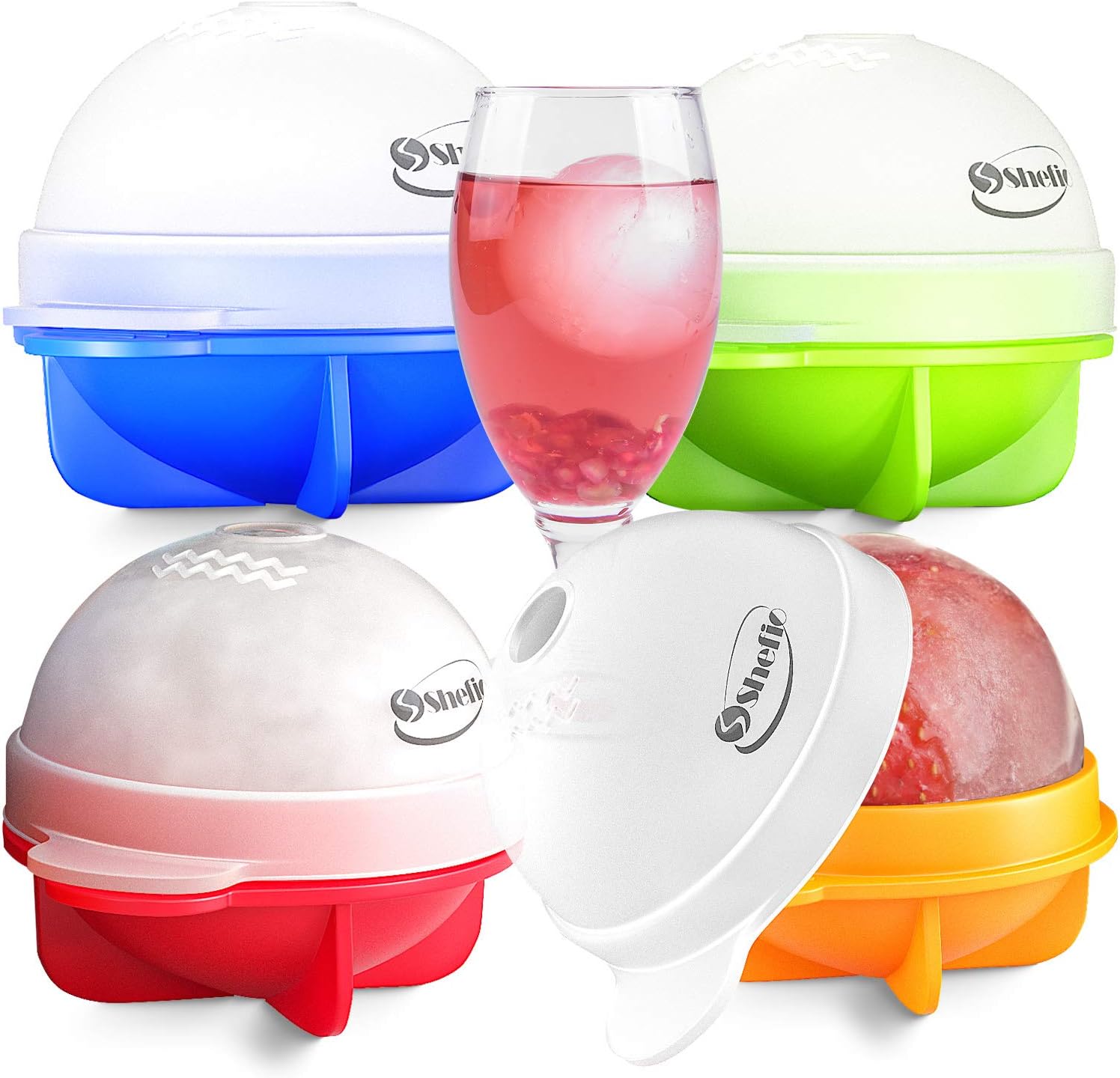Amazon.com: Large Round Ice Cube Mold - Shefio Ice Ball Mold - Set Of 4 ...
