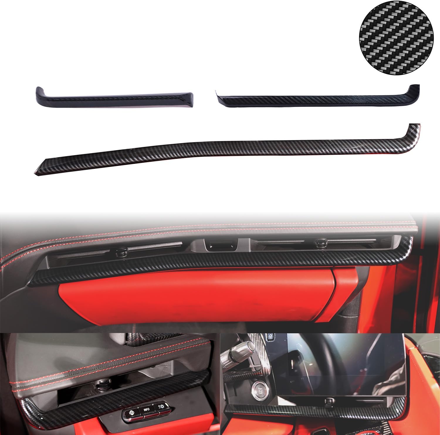 Amazon.com: NUBEHONE C8 Carbon Fiber Interior Trim Dashboard Strip Trim ...