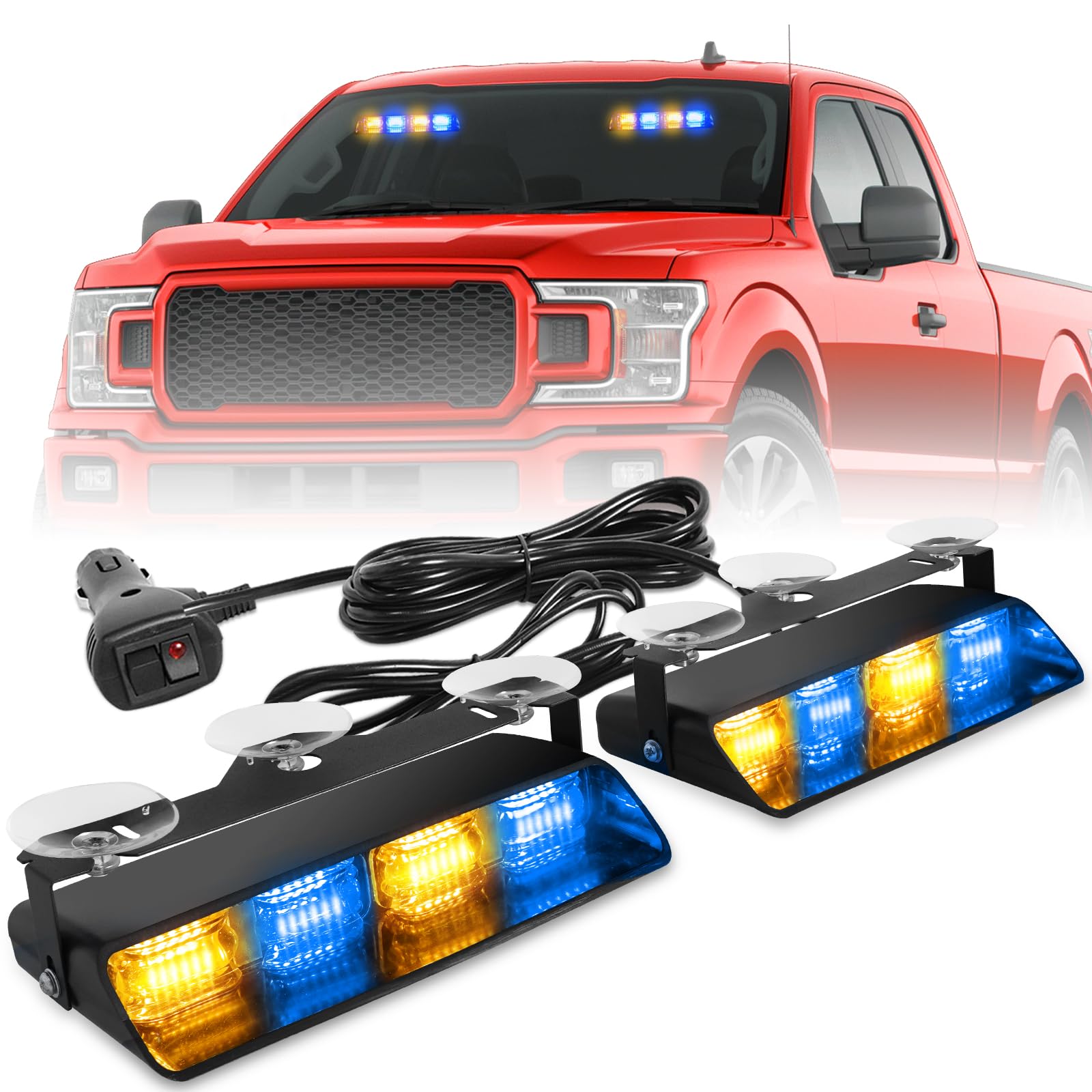 Snapklik.com : HLauto 2002L Emergency Dash Strobe Lights: Amber Blue ...
