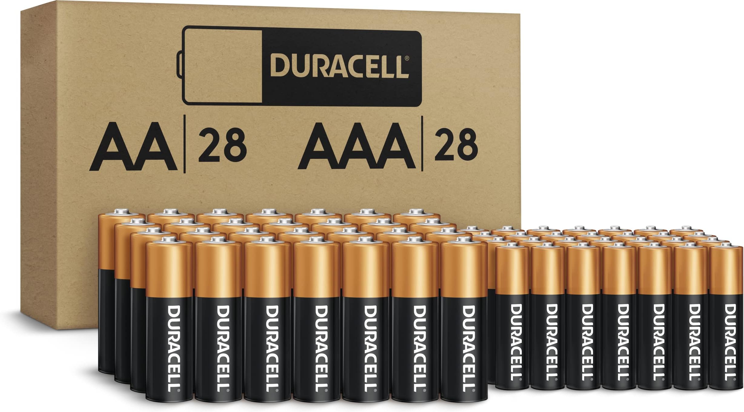 Amazon.com: Duracell Coppertop AA + AAA Batteries, 56 Count Pack Double ...