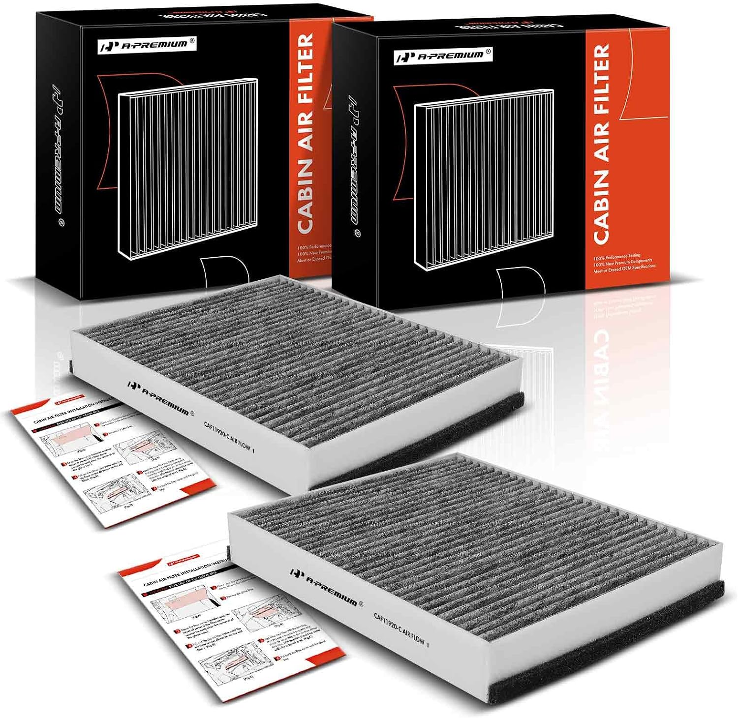 A-Premium 2-PC Cabin Air Filter with Activated Carbon Compatible with ...