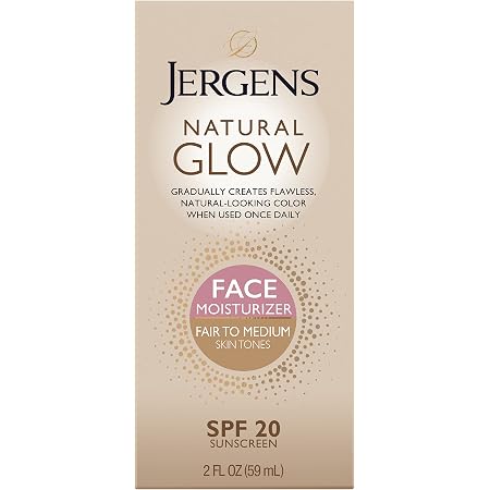 Amazon.com: Jergens Natural Glow Self Tanner Face Moisturizer, SPF 20 ...