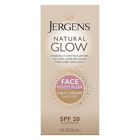 Amazon.com: Jergens Natural Glow Self Tanner Face Moisturizer, SPF 20 ...
