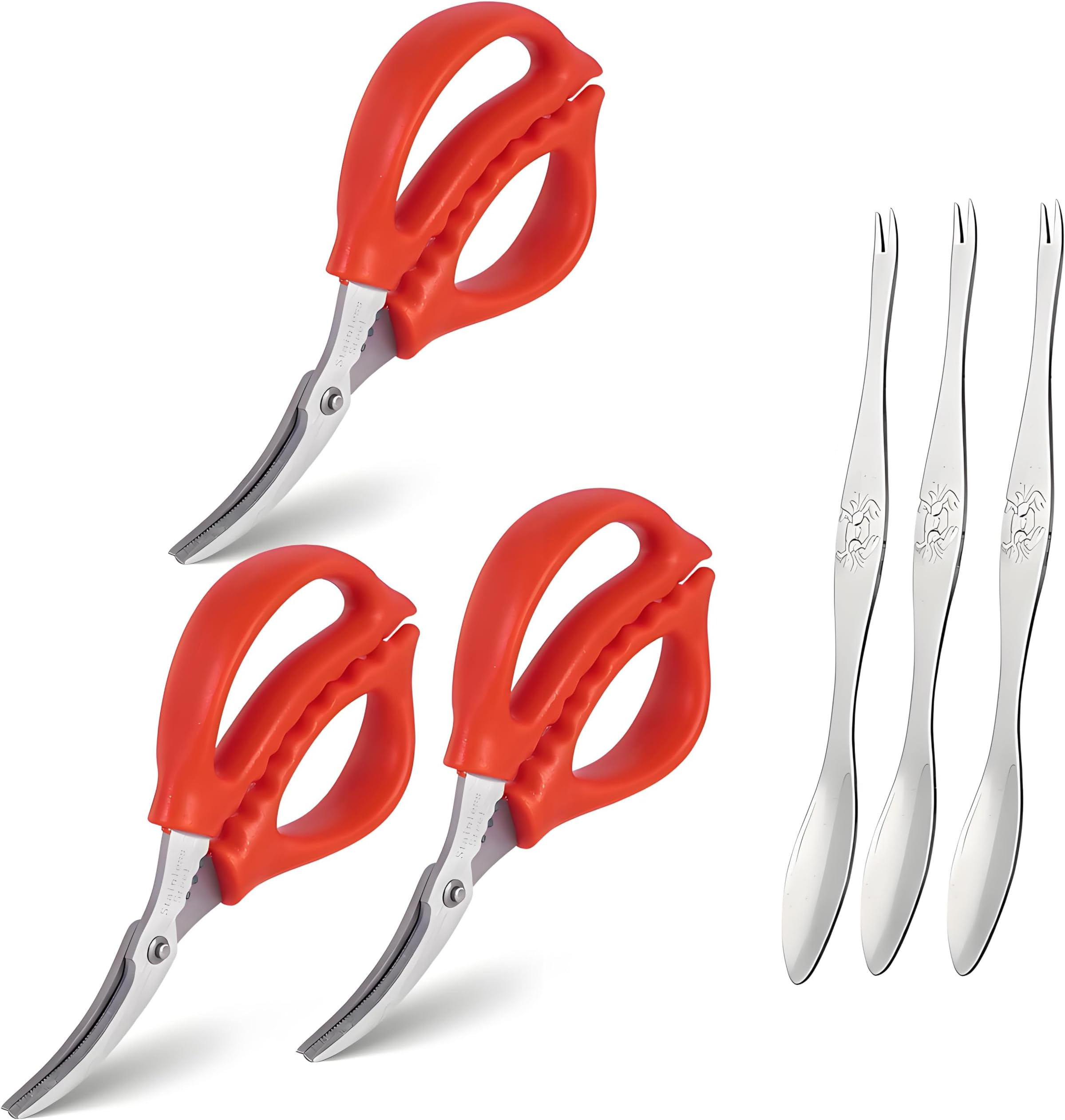 Amazon.com: 3-Pack Multi-Purpose Kitchen Shears & Lobster Forks Set (6 ...