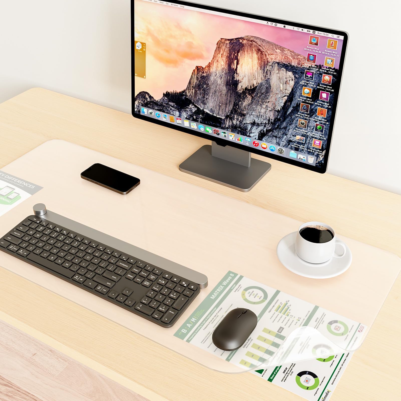 Amazon.com : Clear Desk Pad Blotter Office Table Protector on Top of ...