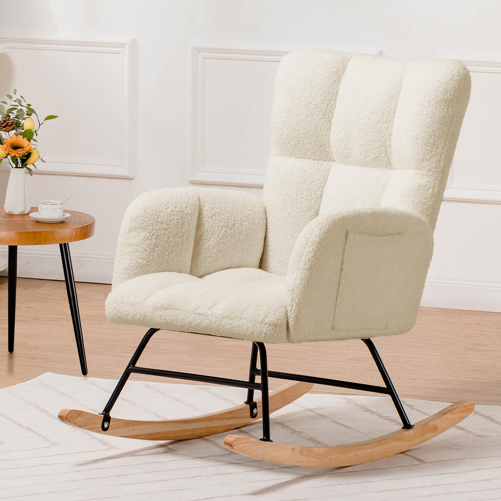 Snapklik.com : COMHOMA Nursery Rocking Chair, Teddy Upholstered Glider ...