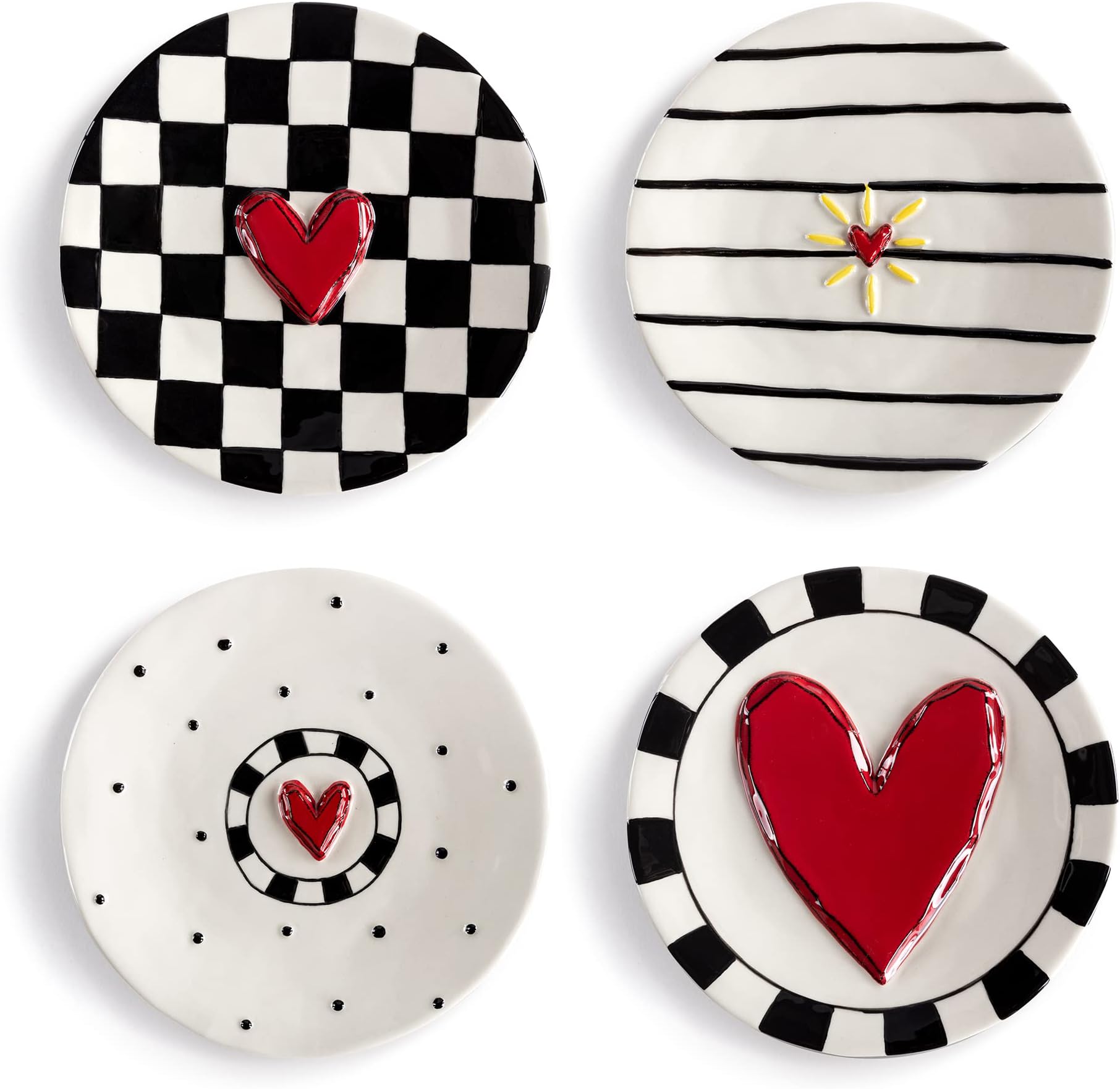 Amazon.com: DEMDACO Black and Red Heart 6.5 inch Stoneware Appetizer ...