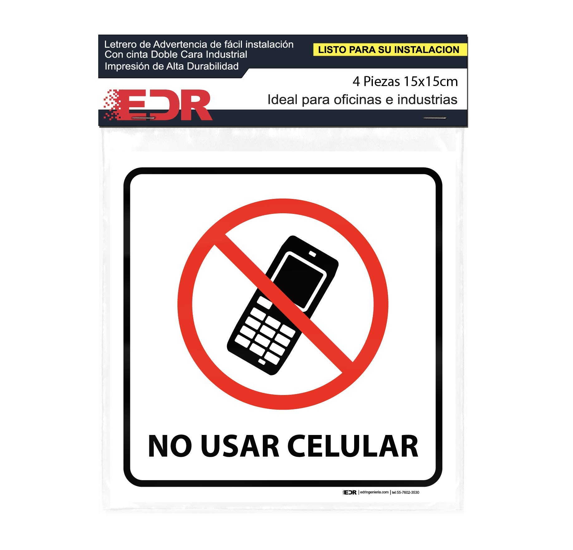 4 Letreros señalamiento No usar celular 15x15cm : Amazon.com.mx ...
