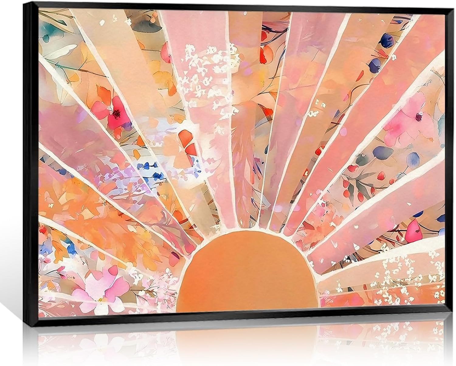 Amazon.com: Abstract Sunrise Wall Art,Boho Orange & Blush Sun Art Wall ...