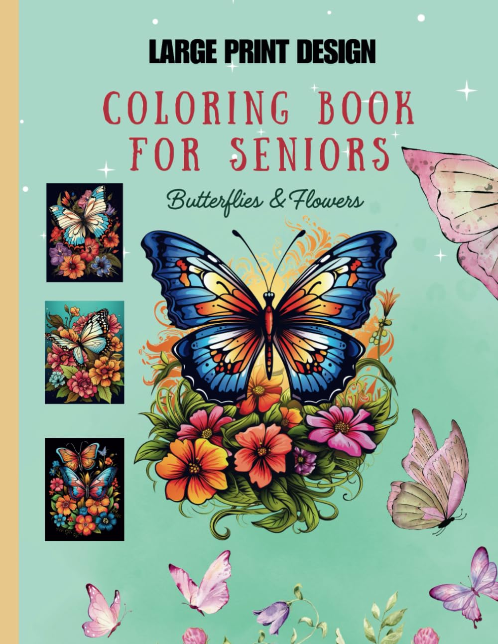Amazon.com: Coloring Book For Seniors - Large Print Design: Butterfly ...