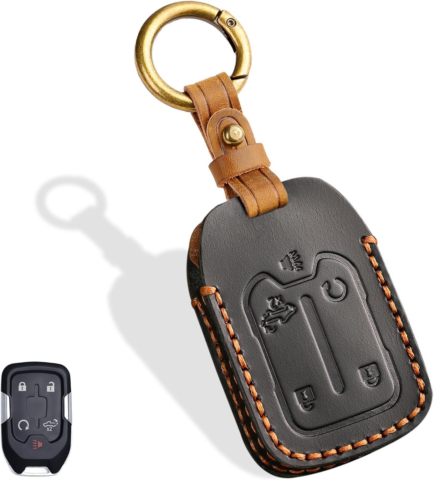 Amazon.com: Aoocar 5-Button Leather Key Fob Cover, Compatible with GMC ...