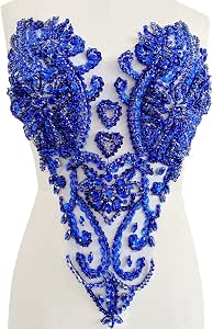 Amazon.com: Handmade Shinning Rhinestones lace Applique Pure handsewing ...