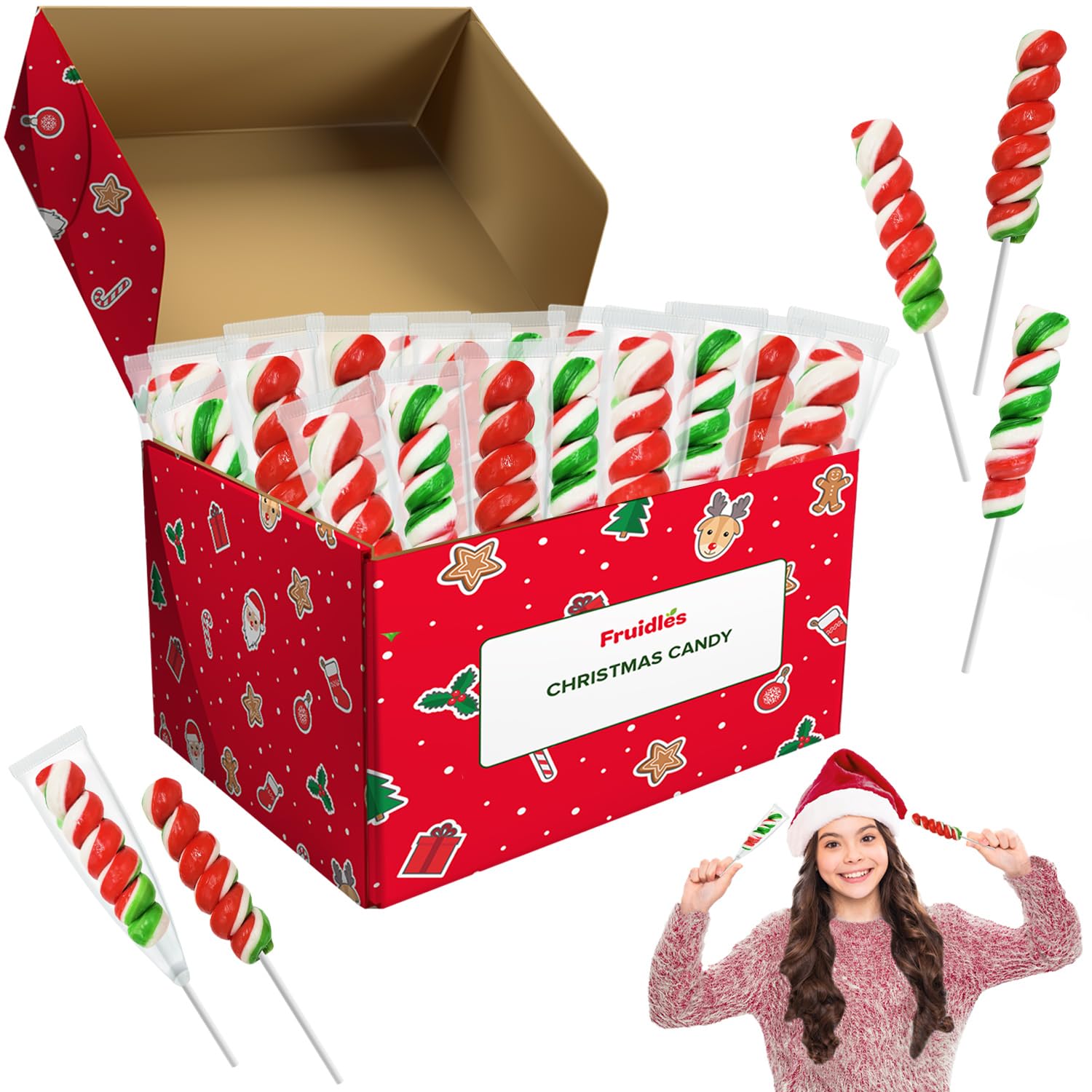 Snapklik.com : Fruidles Christmas Swirls Lollipop, Mixed Fruit Flavor ...