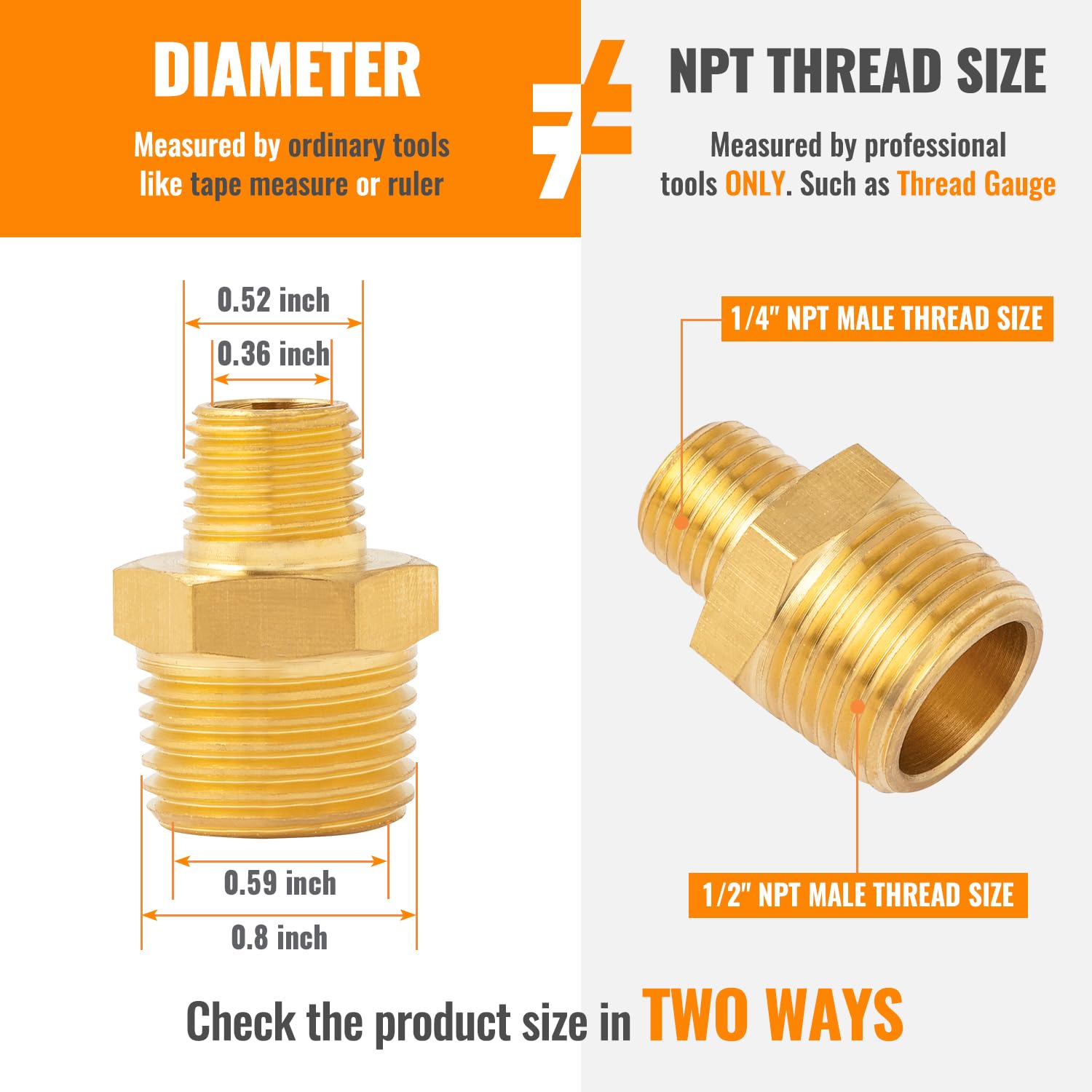 Snapklik.com : SUNGATOR Reducing Hex Nipple, Brass Pipe Fitting, 1/2 ...