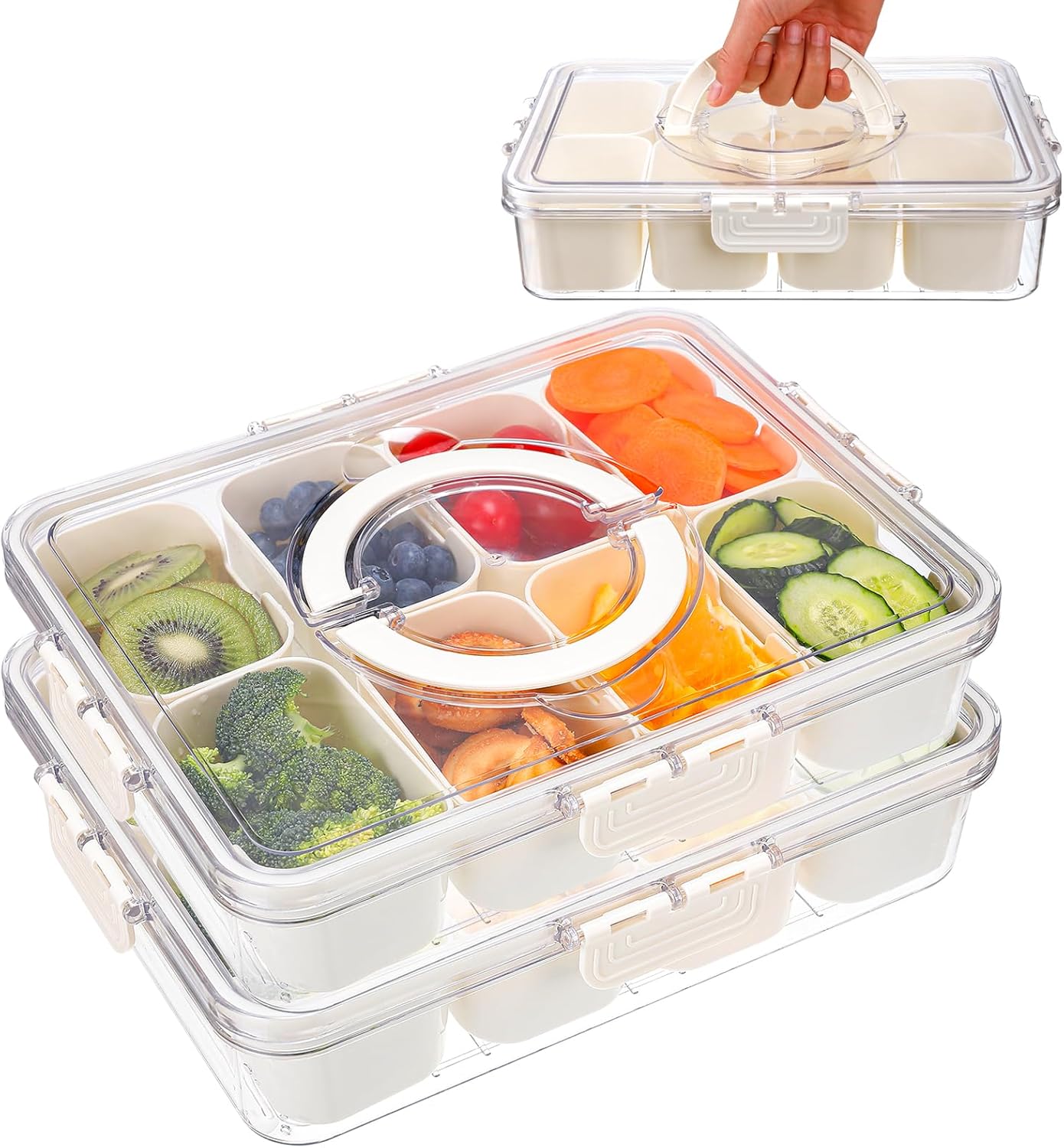 Amazon.com | ANPHSIN 2 pcs Portable Snack Box Container - Divided ...