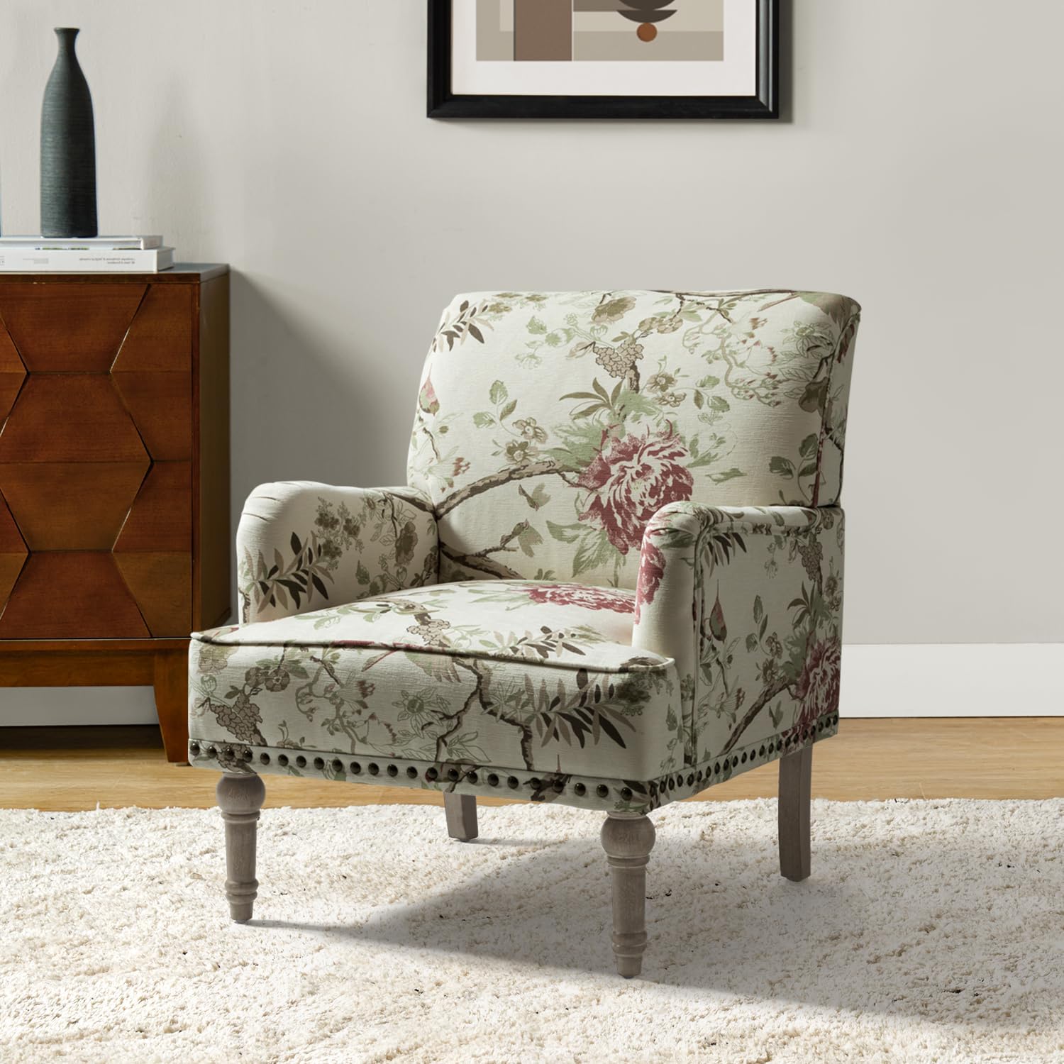 Amazon.com: HULALA HOME Accent Armchair with Print Floral Pattern ...