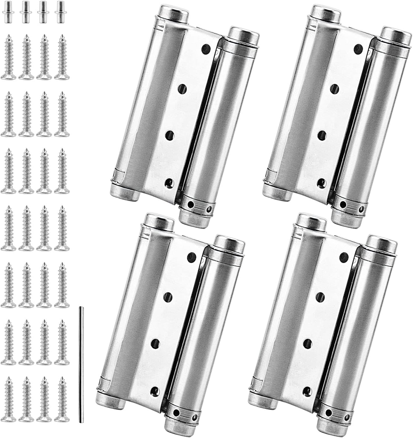 ZEONHEI 4 Pack 4 Inch Double Action Spring Hinge, Stainless Steel Swing ...