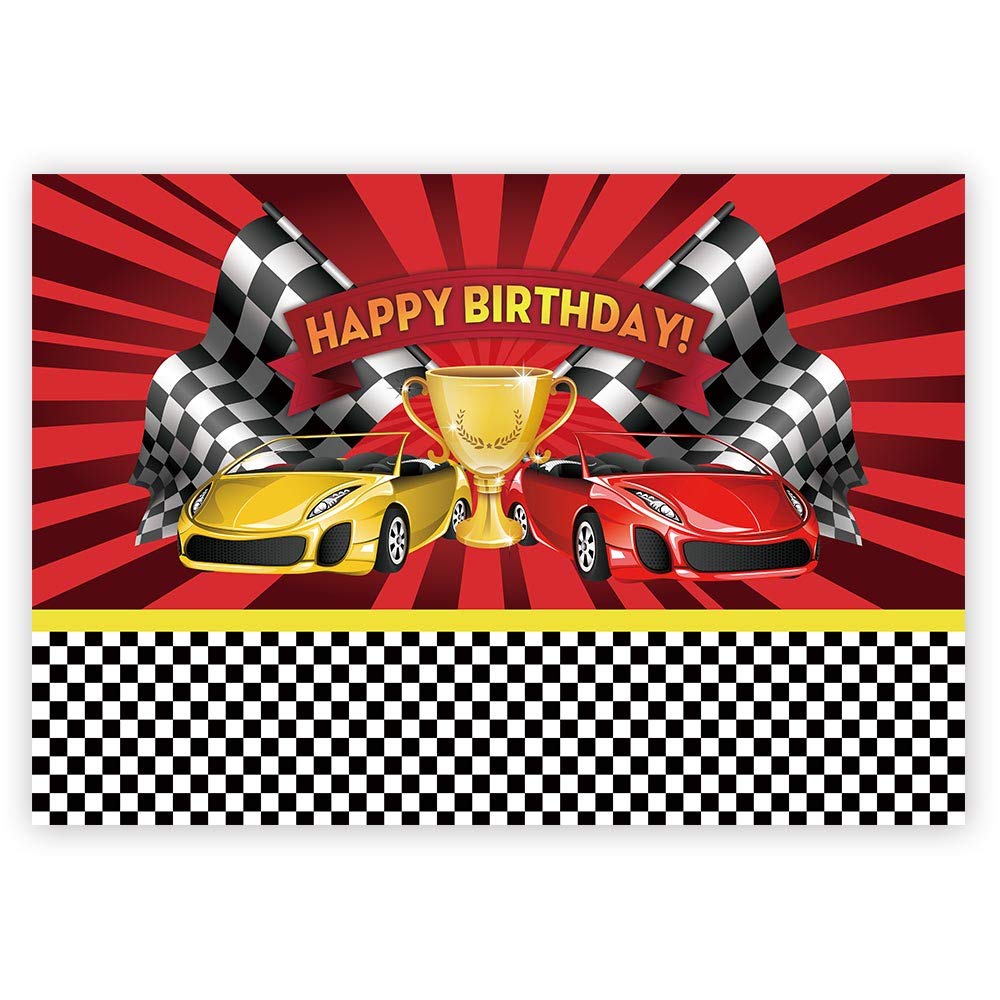 Buy Funnytree Racing Car Themed Birthday Backdrop Champion Black White ...