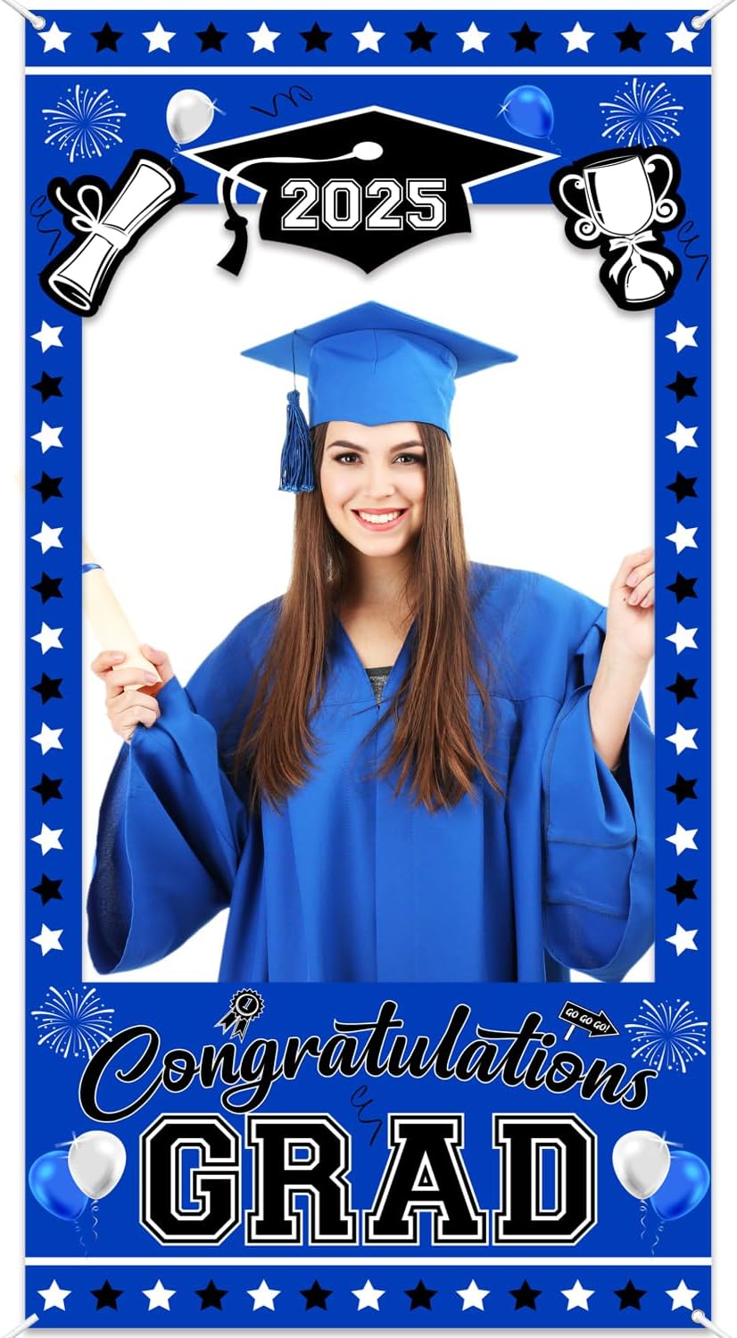 Amazon.com: Graduation Photo Booth Props Blue - 2025 Graduation Party ...