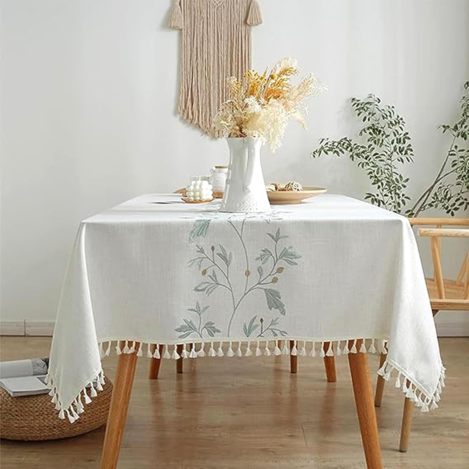 Pahajim Tablecloths Rectangular Washable Cotton Linen Tablecloth Anti ...