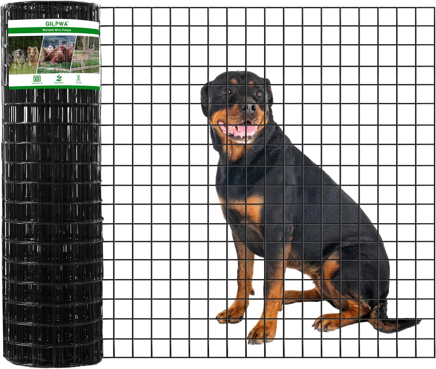 Amazon.com : ZeroPone Black PVC Coated Welded Wire Fence 24 Inch x 50 ...