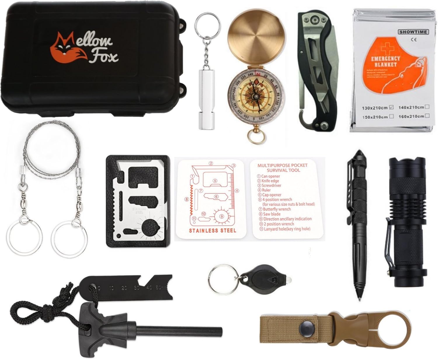 Amazon.com: Emergency Survival Kit 13 in 1, MellowFox Outdoor Survival ...