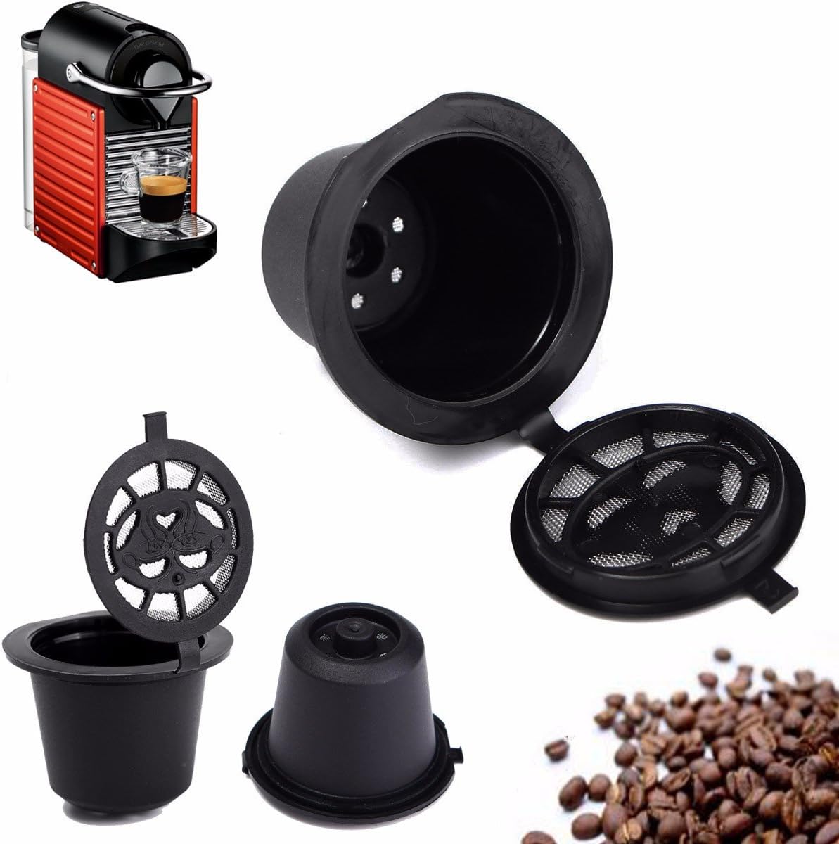 Amazon.com: Home Kitchen Refillable Coffee Capsule Cup Reusable ...