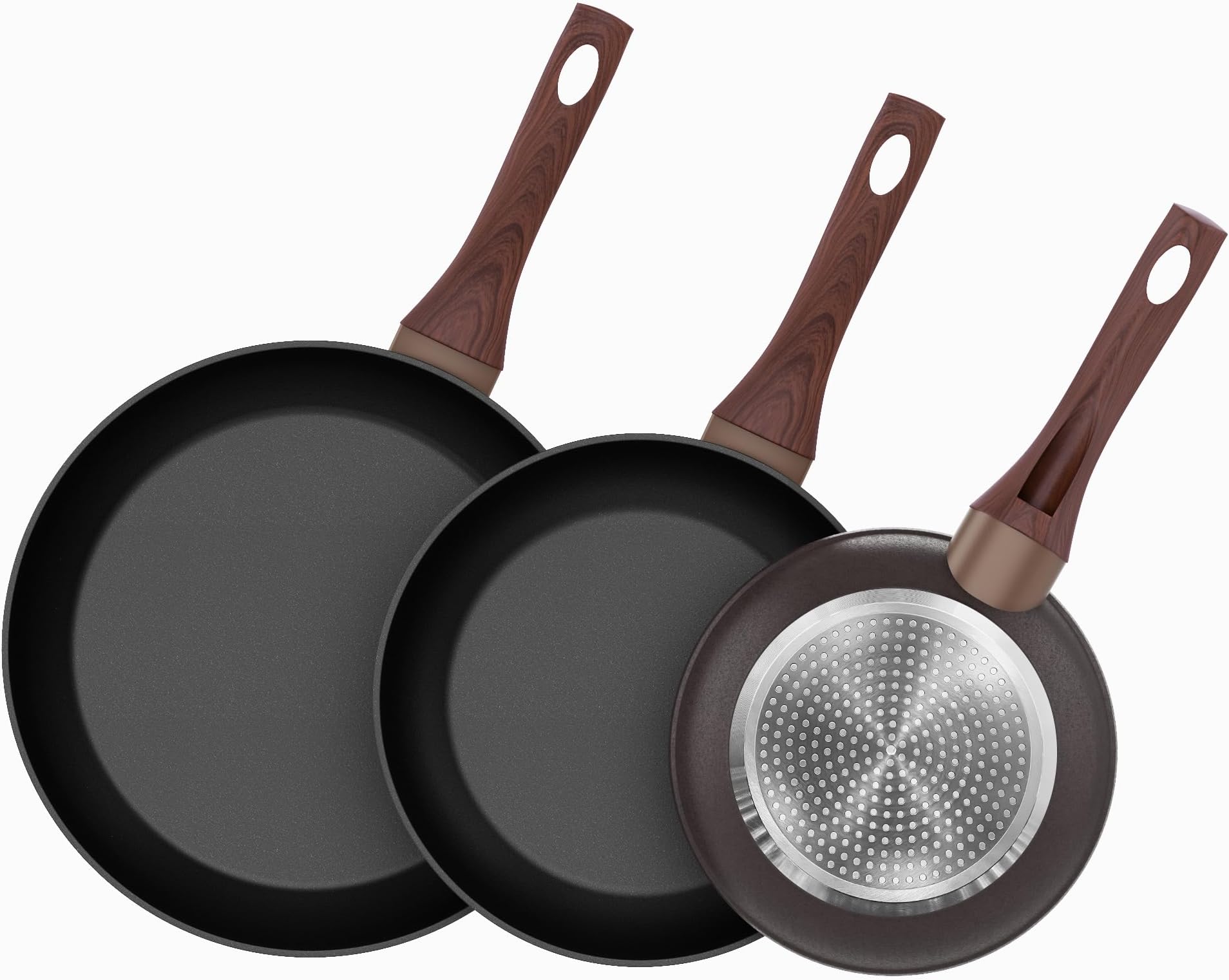 Aufranc Nonstick Frying Pan Set, 3pcs Non Stick Fry Pan - 8 Inches, 9.5 ...